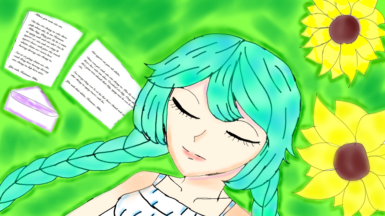 Hatsune Miku and sunflower hill - ibisPaint