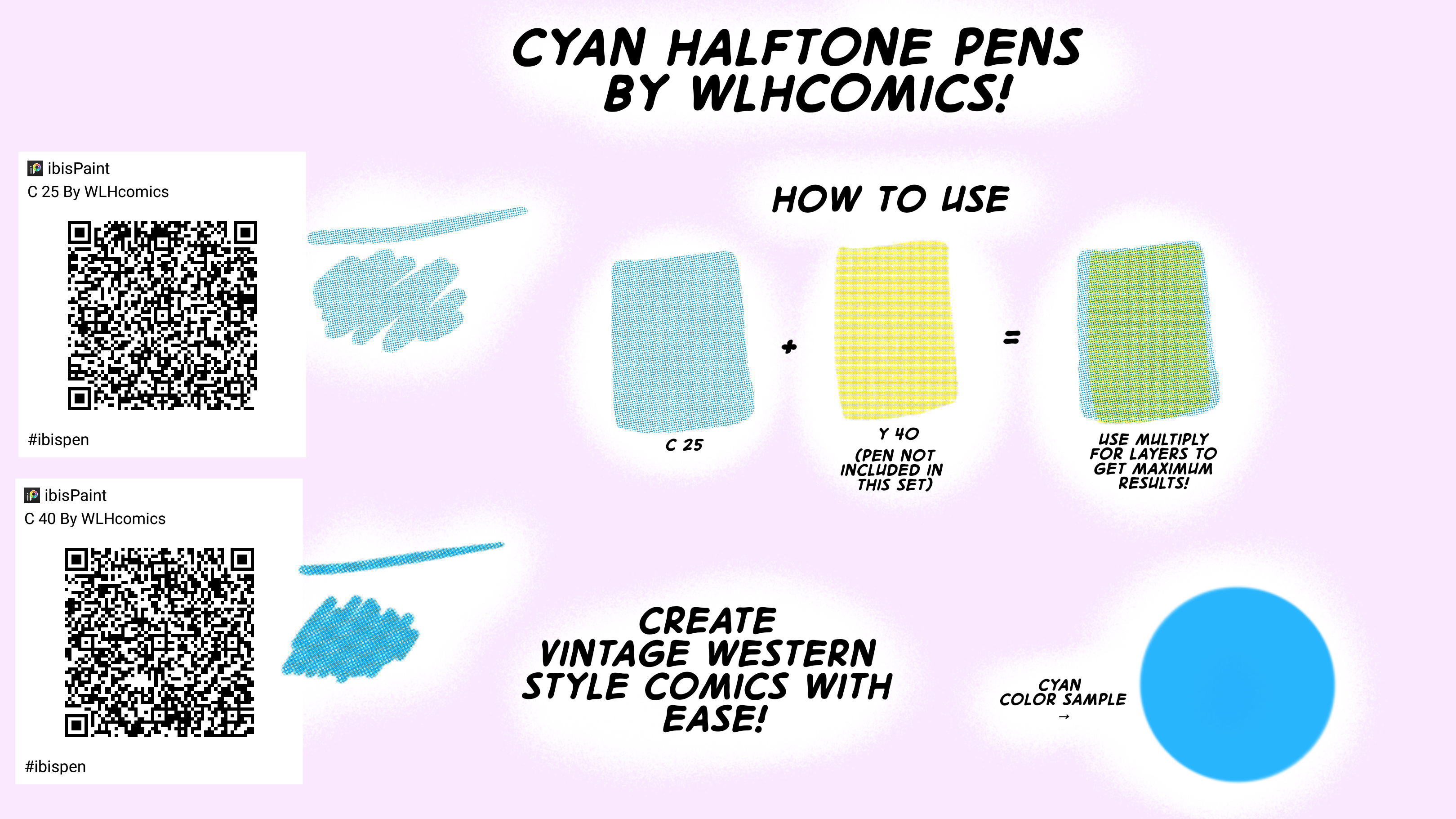 Cyan Halftone Pens - ibisPaint