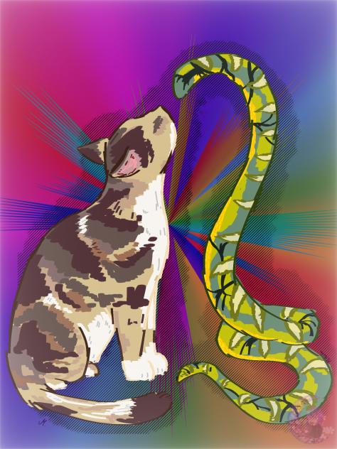cat and snake - ibisPaint