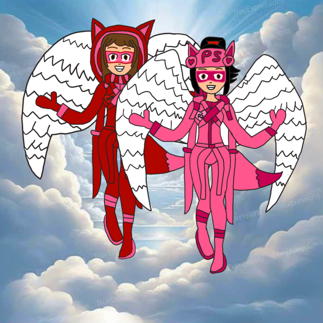 Kitsune Ninja And Pink Suzume Angel. - ibisPaint