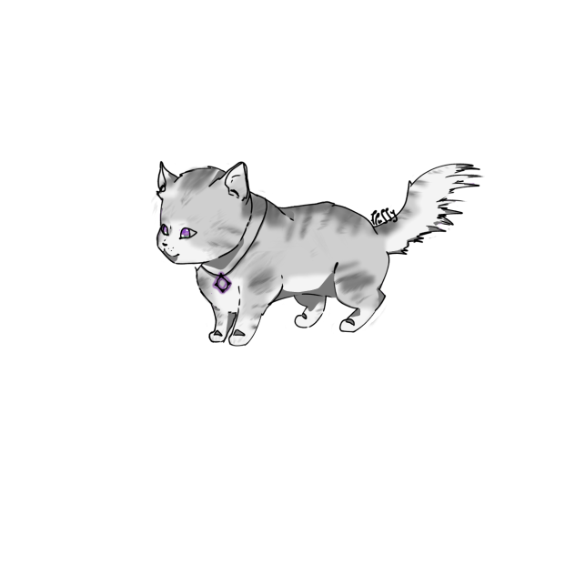 Demonic Little Gray Cat game character - ibisPaint