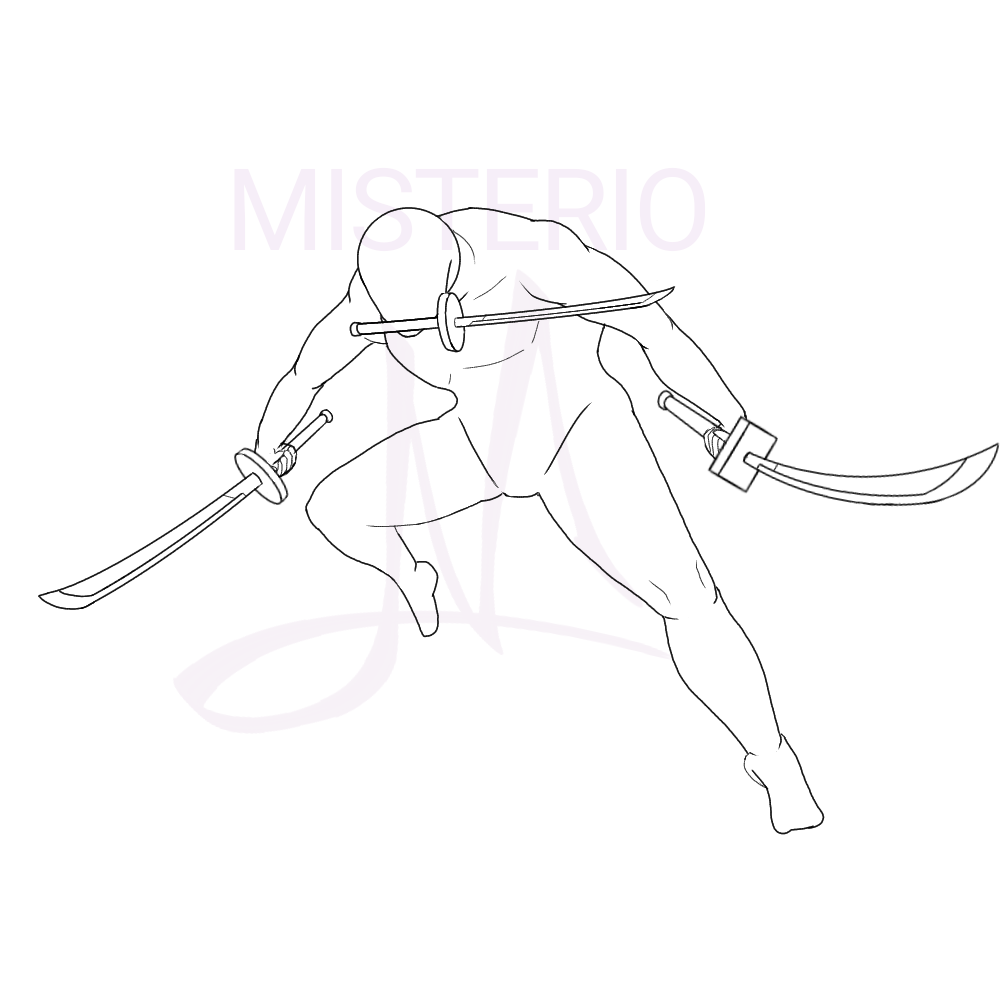 three katana style pose - ibisPaint