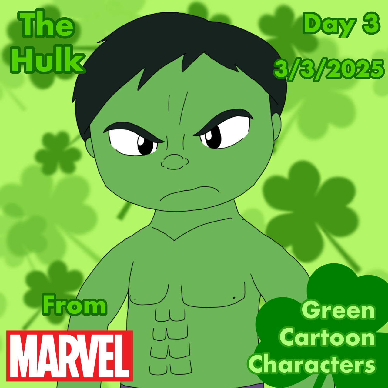 Green Cartoon Characters Day 3 The Hulk - ibisPaint