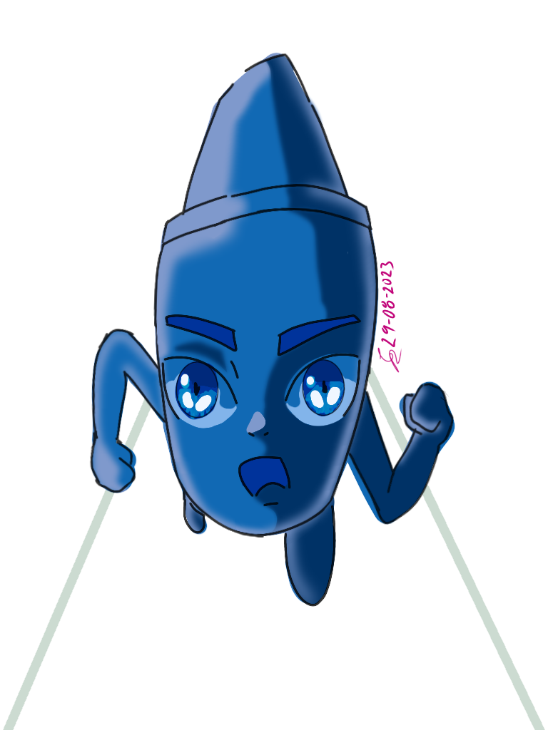 blue crayon running - ibisPaint