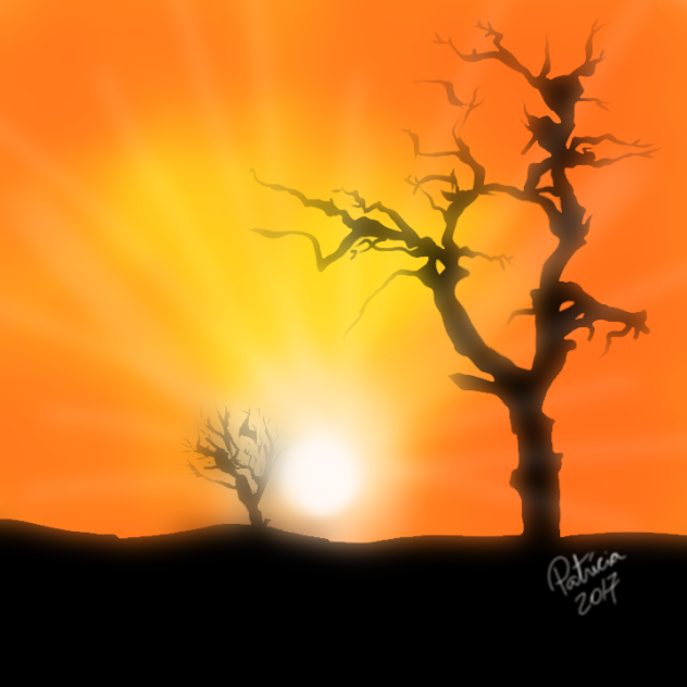 savana at sunset - ibisPaint