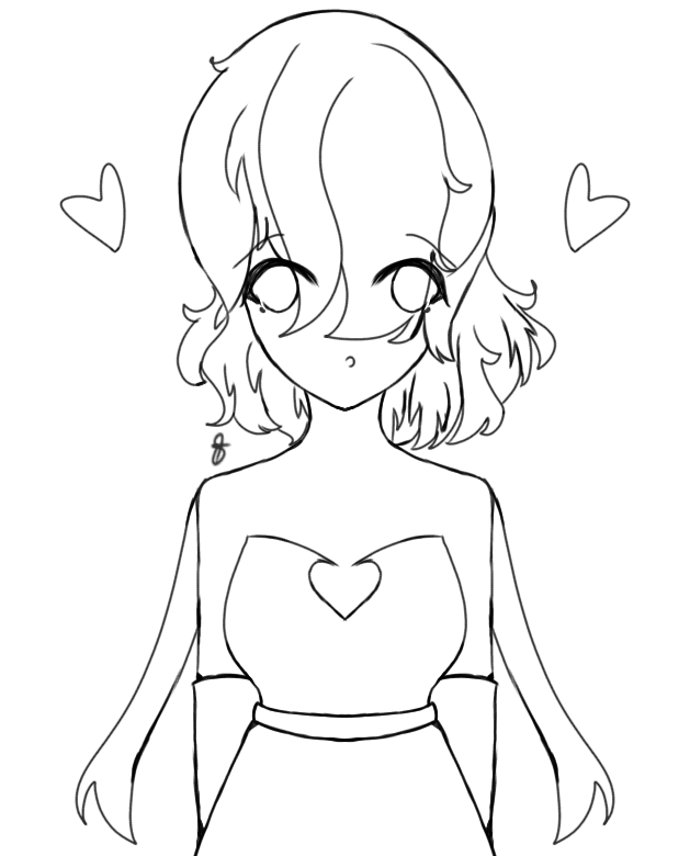 I Tried a Front Facing Girl Lineart - ibisPaint