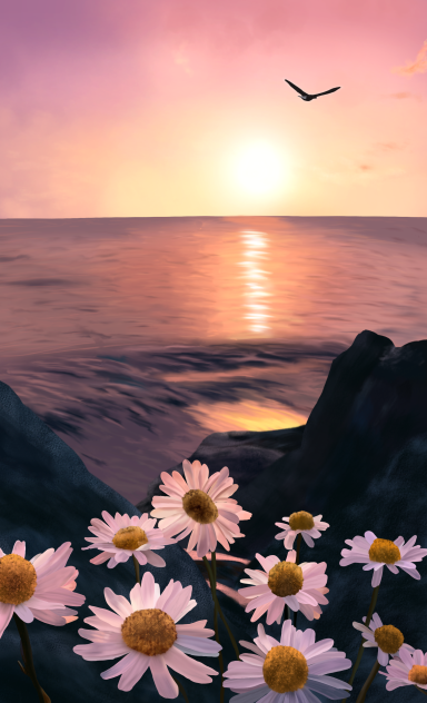 sea landscape with flowers - ibisPaint