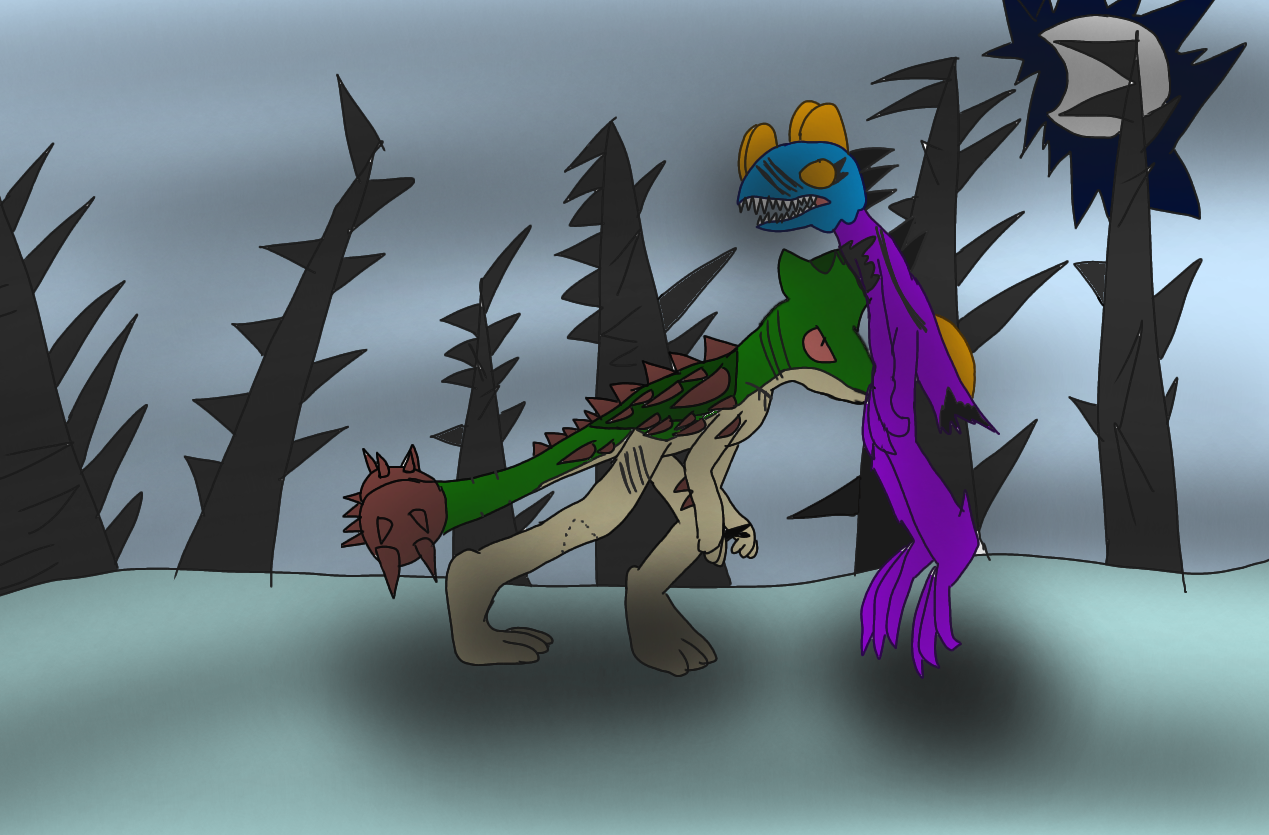 a clash of fangs and thorns - ibisPaint