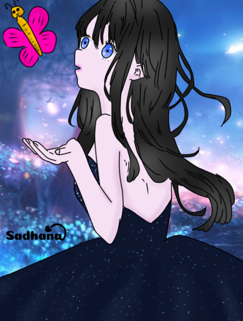 Girl under stars - ibisPaint
