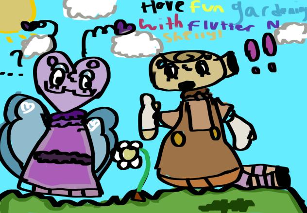 A pic of flutter and Shelly gardening..🦋 - ibisPaint