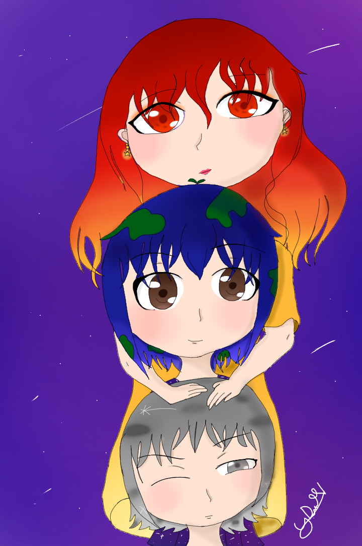earth-chan, moon-san and sun-sama - ibisPaint