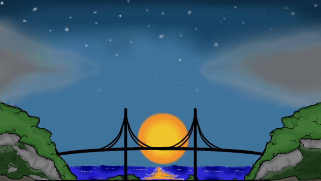 мост с закатом - ibisPaint