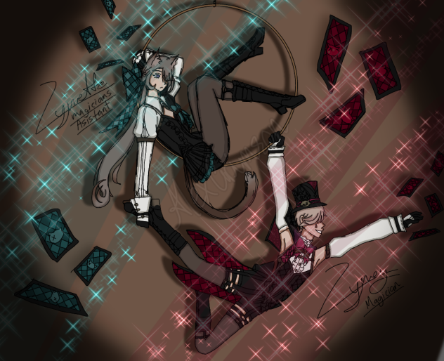 Lyney and Lynette magic show - ibisPaint