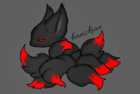 9 tails red black fox - ibisPaint