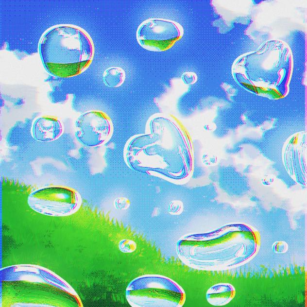 Y2K Computer background with bubbles - ibisPaint