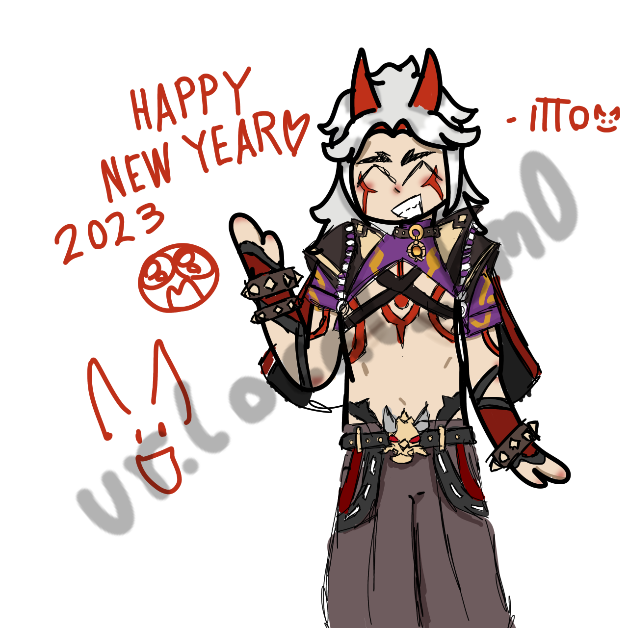 Arataki Itto wishes you a happy new year - ibisPaint