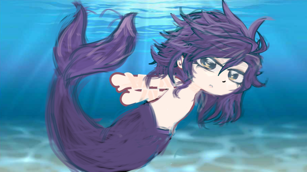 Chàng tiên cá tóc tím - ibisPaint