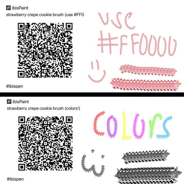 Strawberry crepe cookie brushes - ibisPaint