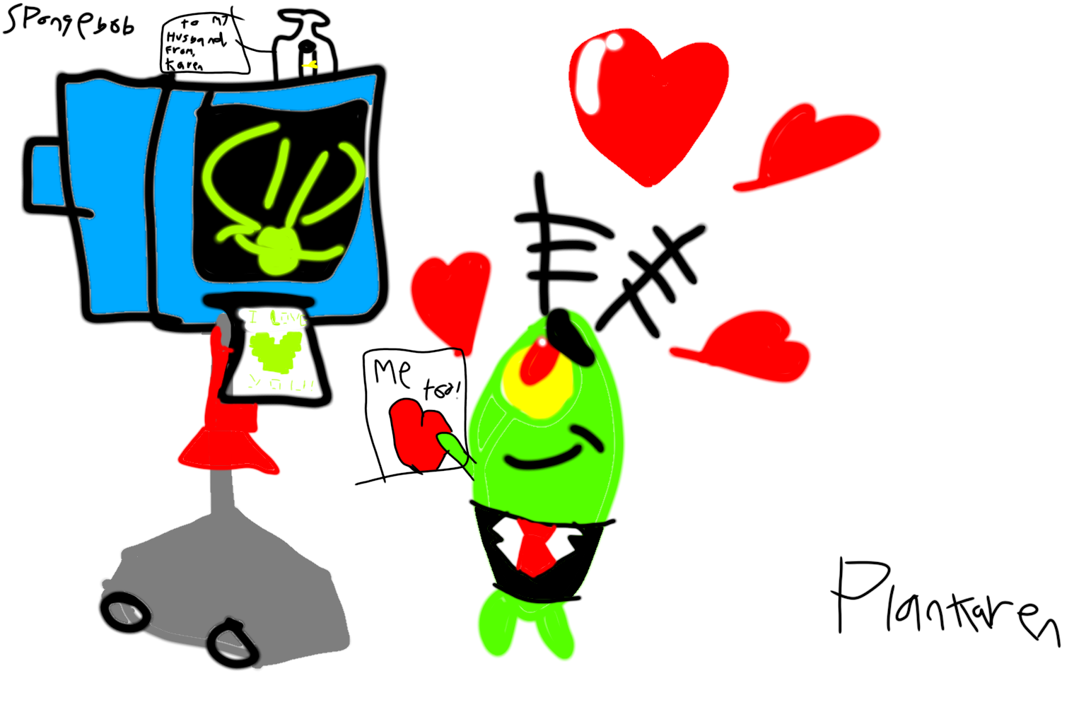 Plankton and Karen going on a Date - ibisPaint