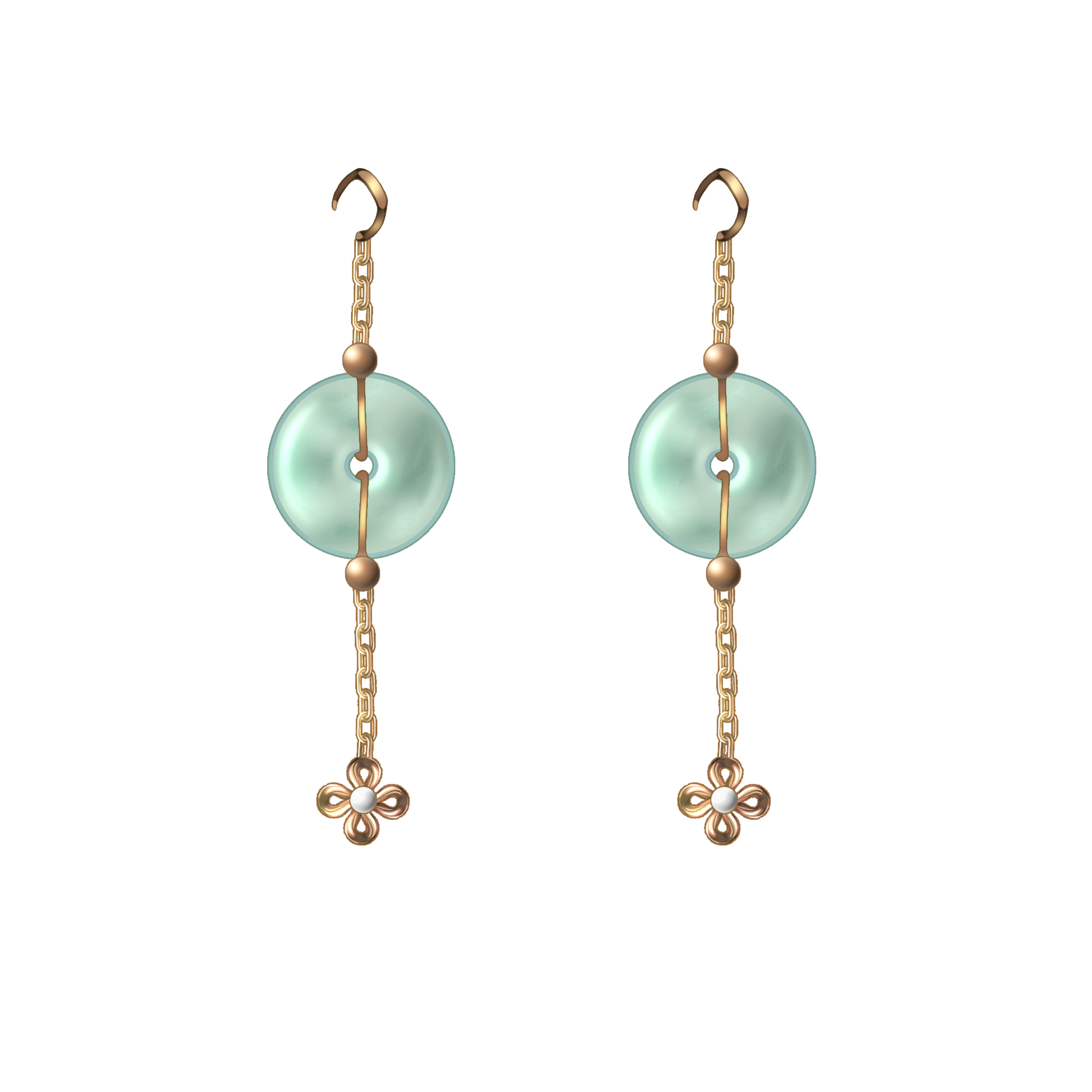 Jade gold earrings - ibisPaint