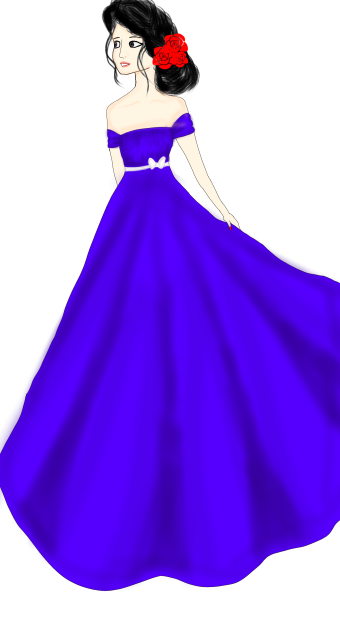 beautiful bride in blue dress - ibisPaint