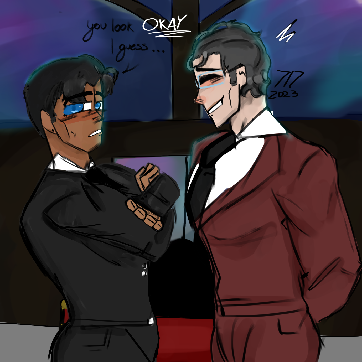 bruce meets up with clark at a party - ibisPaint