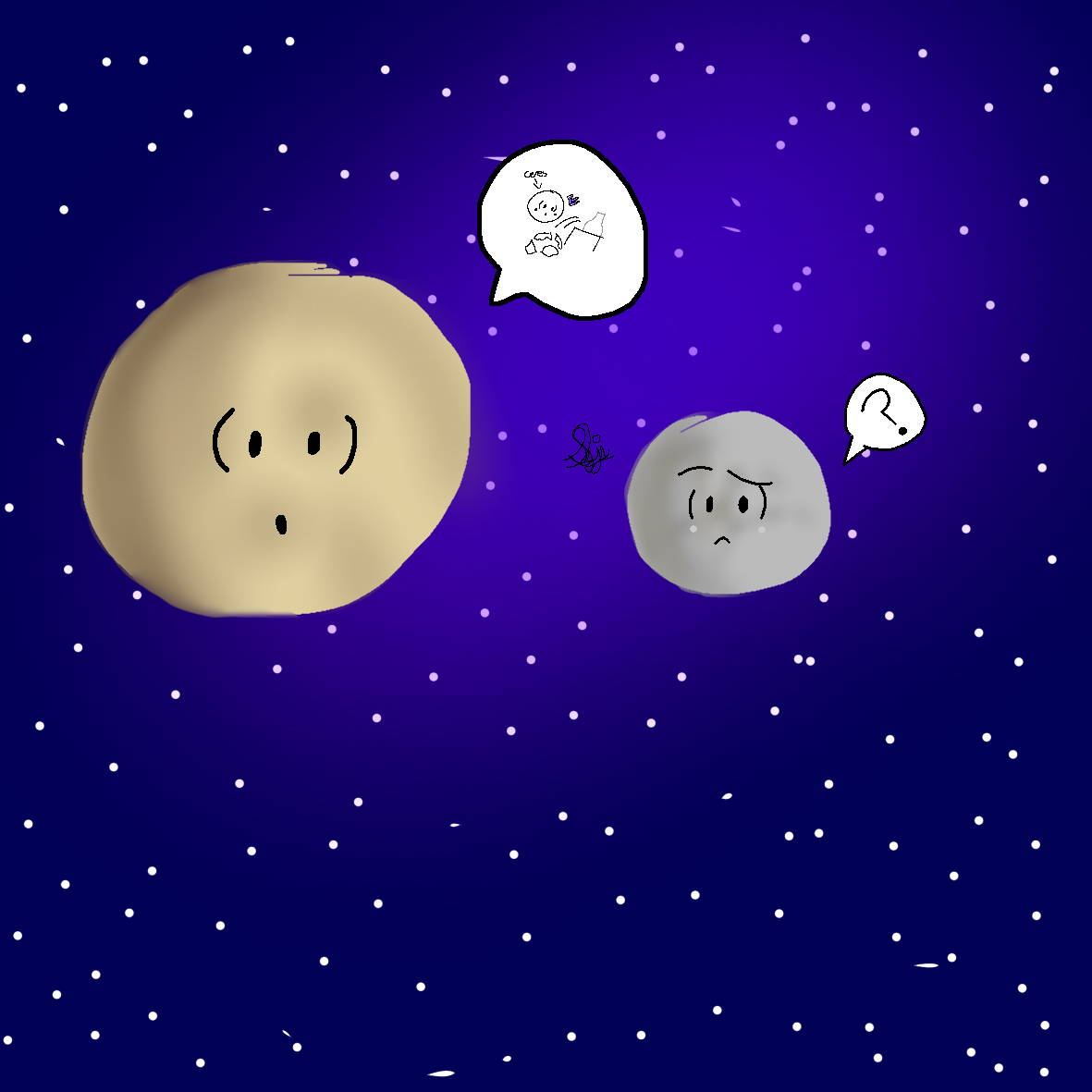 Pluto and Ceres, kind of cartoon - ibisPaint