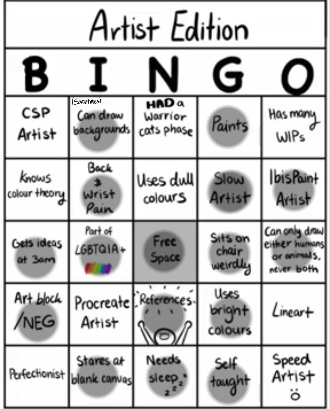 Artist Bingo - ibisPaint