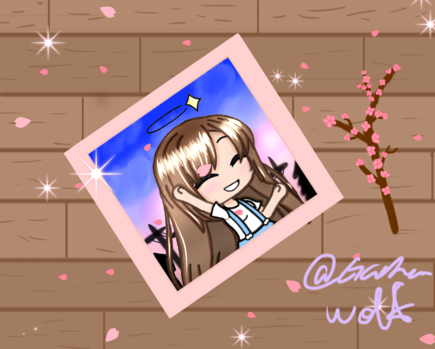 Picture frame on a wooden table - ibisPaint