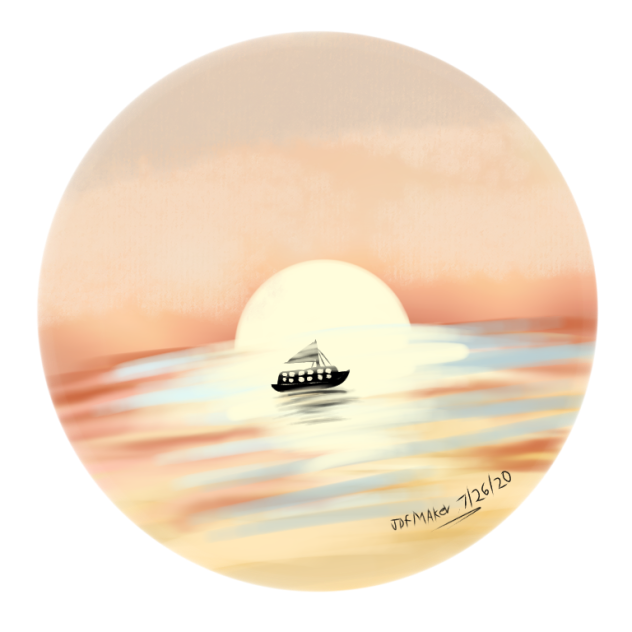 Circle Sunset Ocean Abstract - ibisPaint