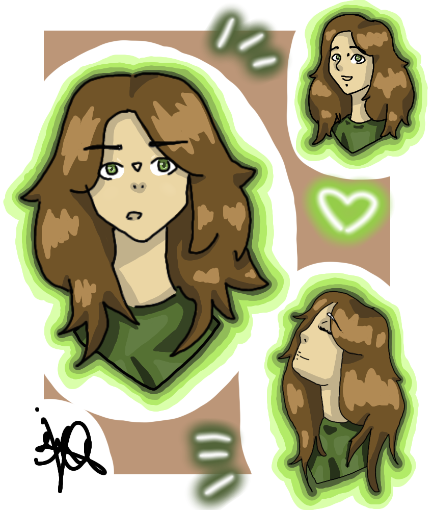 Green, Brown and Girl - ibisPaint