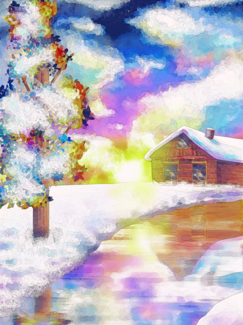 Sunset winter scenery( Watercolour) - ibisPaint