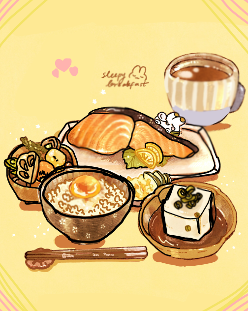 Sleepy breakfast 🐰🌙 - ibisPaint
