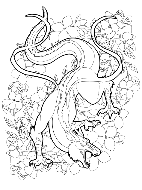 Forest spirit dragon and violets - ibisPaint