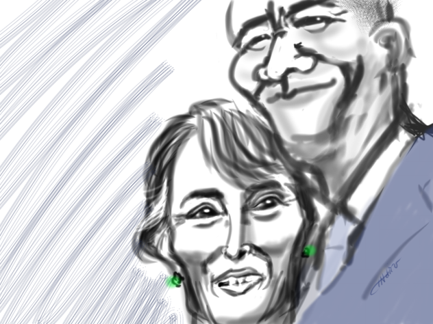 Suu Kyi & Obama - ibisPaint