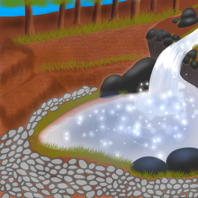 small waterfall in the mountain - ibisPaint