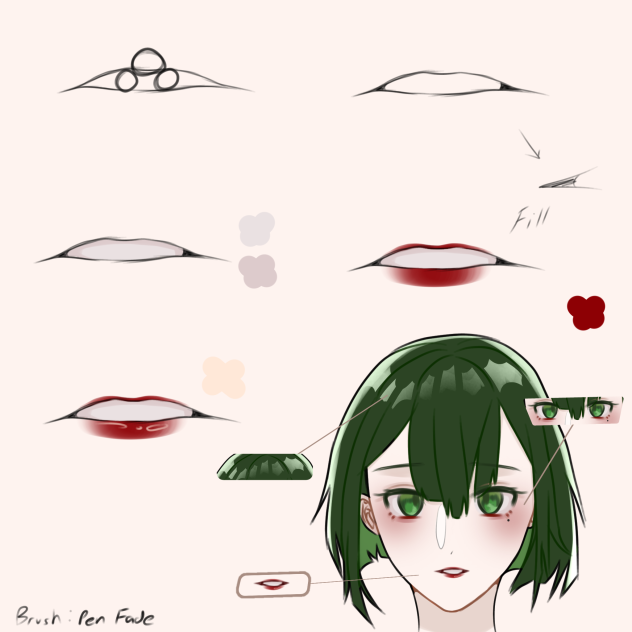 How to draw and color lips - ibisPaint