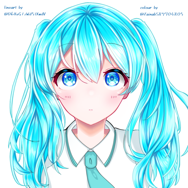 Hatsune Miku(lineart by@D6XvG1zWd5IXwdV) - ibisPaint