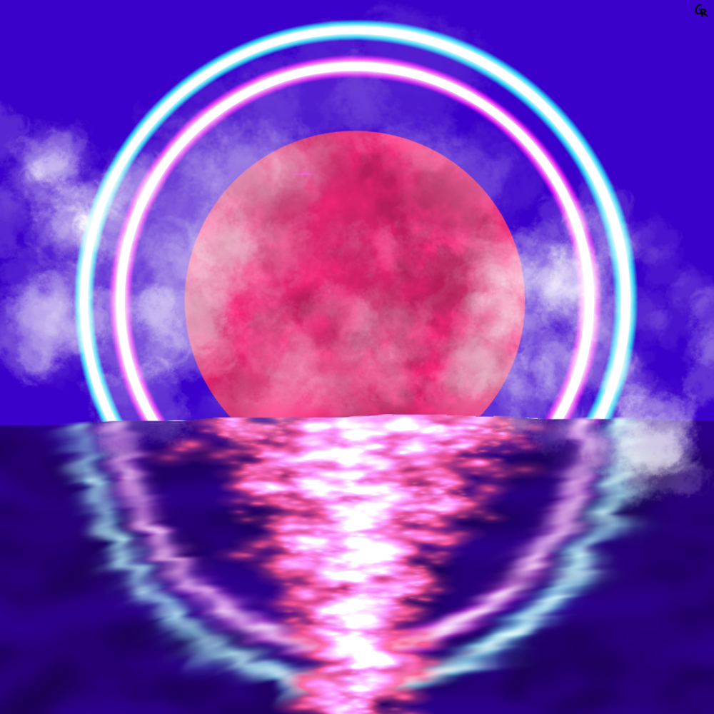 Vaporwave Moon rise - ibisPaint