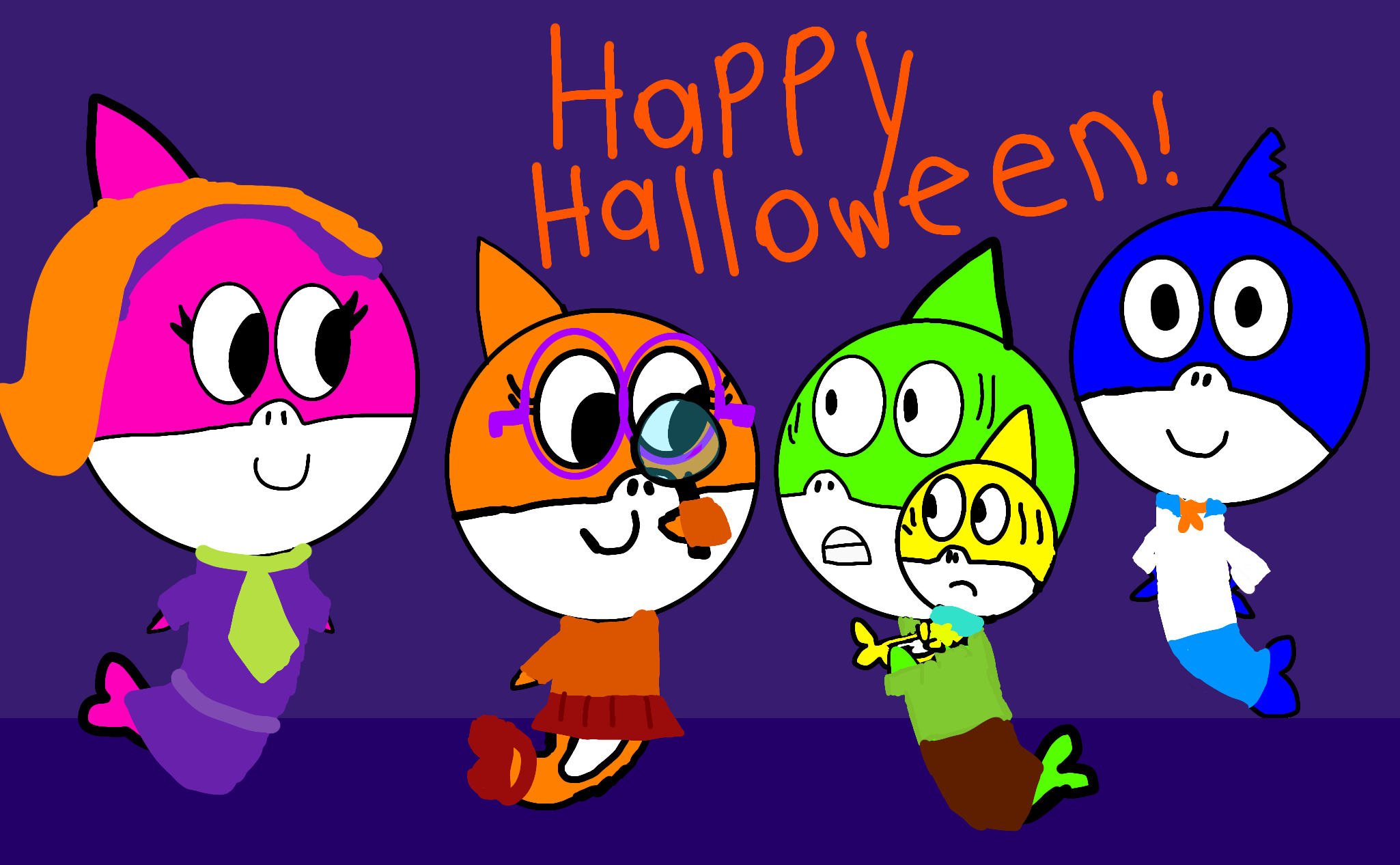 Shark family in Scooby doo! style - ibisPaint