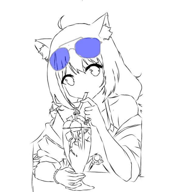 cat girl (no color) - ibisPaint