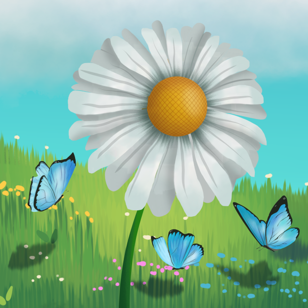 Butterflies and daisies - ibisPaint