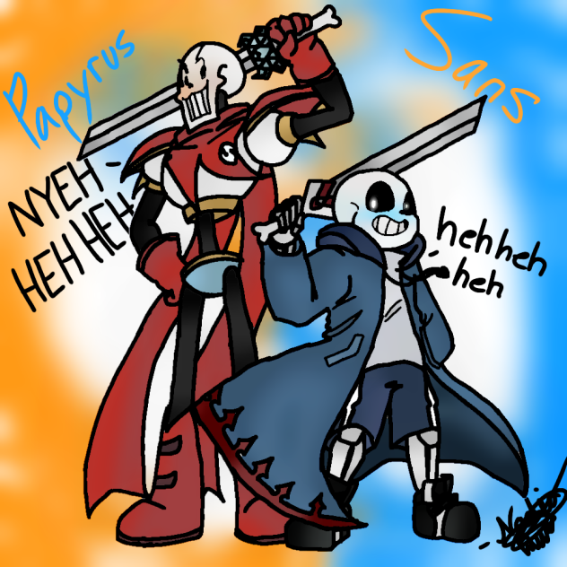 sans and papyrus ready for battle - ibisPaint