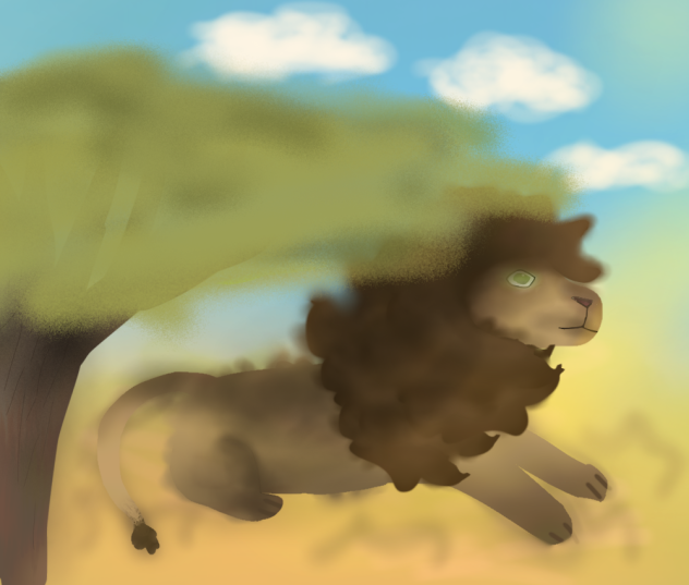 Lion in a savanah - ibisPaint