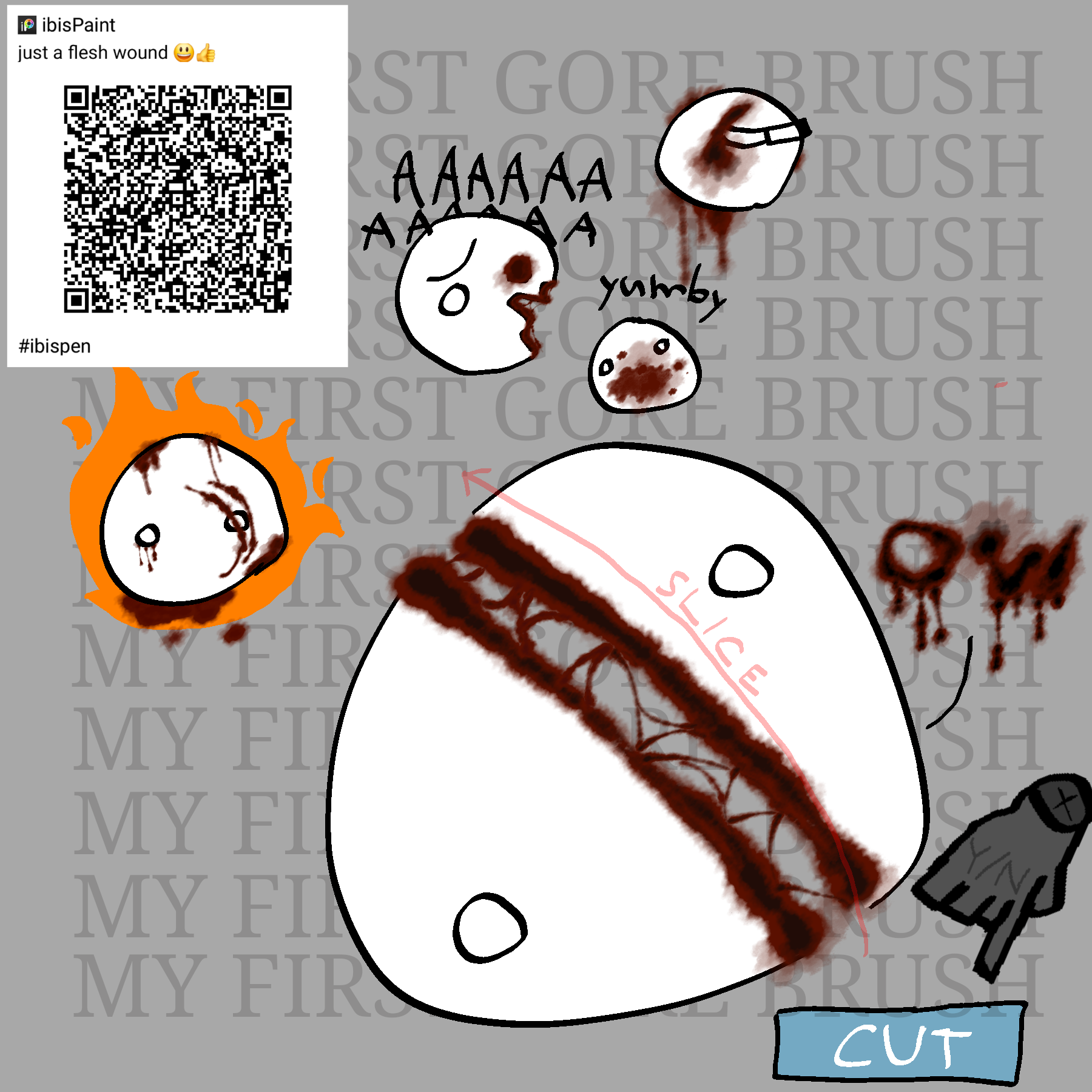 [GORE TW!!] just a flesh wound 😃👍 - ibisPaint
