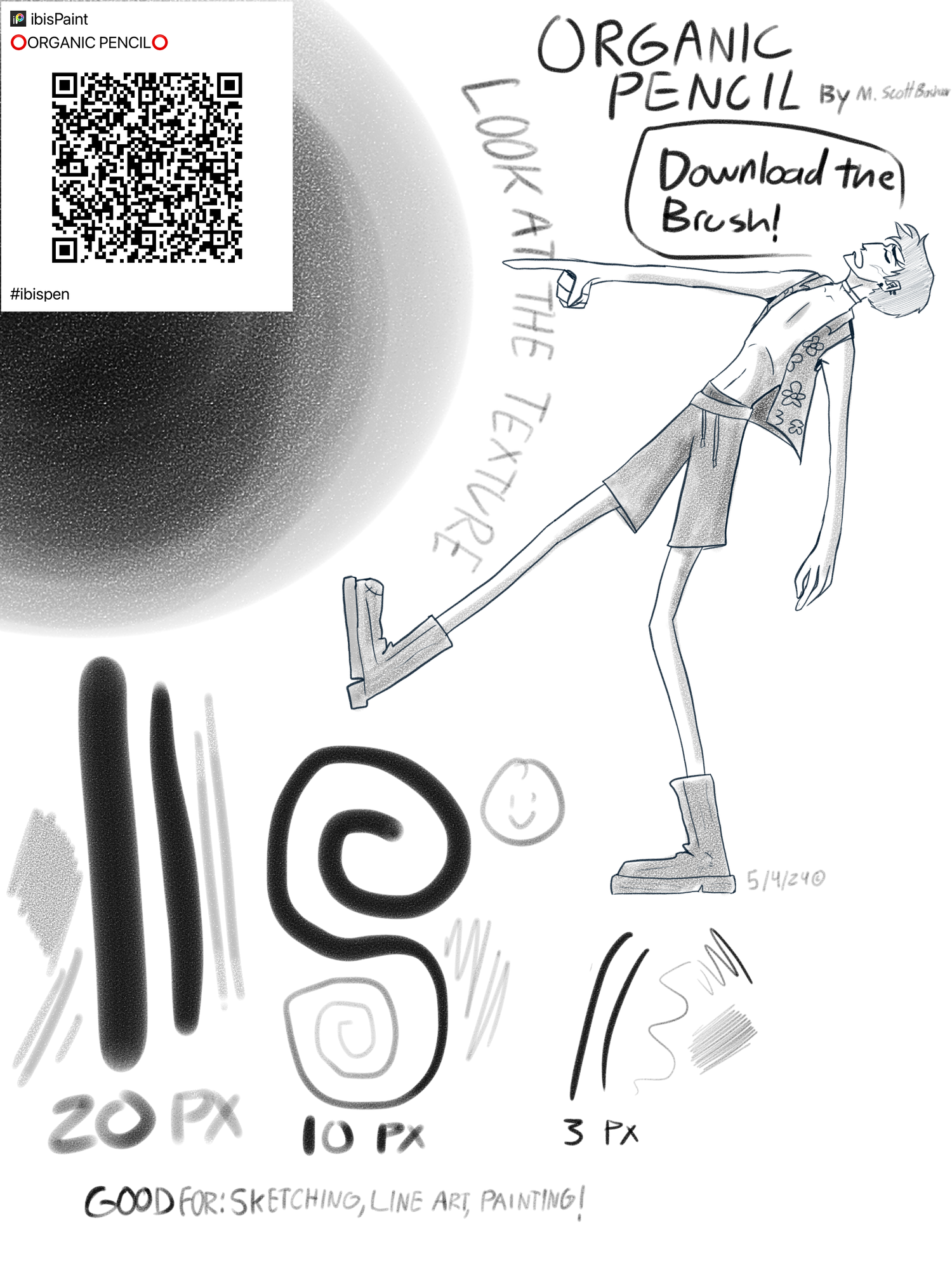 Organic Pencil Downloadable Brush - ibisPaint