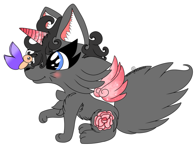 Gray And Pink Unicorn Cat - ibisPaint