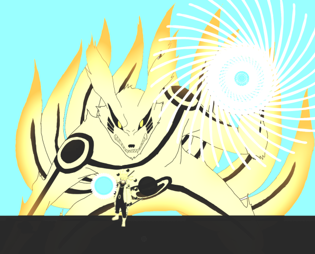 naruto and kurama 9 tails - ibisPaint