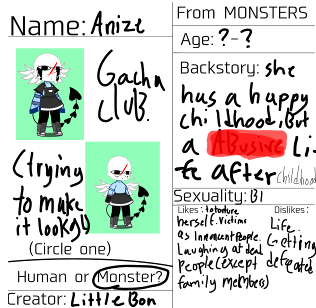 Character sheet for Monsters - ibisPaint