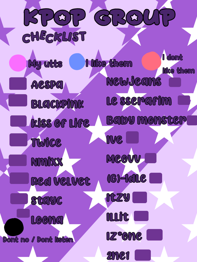 Kpop Girl Groups Checklist !🎧 - ibisPaint